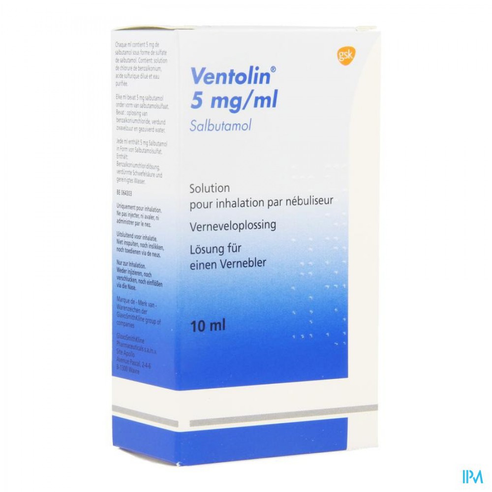 Ventolin Sol Neb 1 X 10ml 0,5% | Apotheek Bouckaert