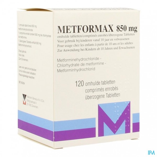 Metformax 850 Tabl 120 X 850mg | Apotheek Bouckaert